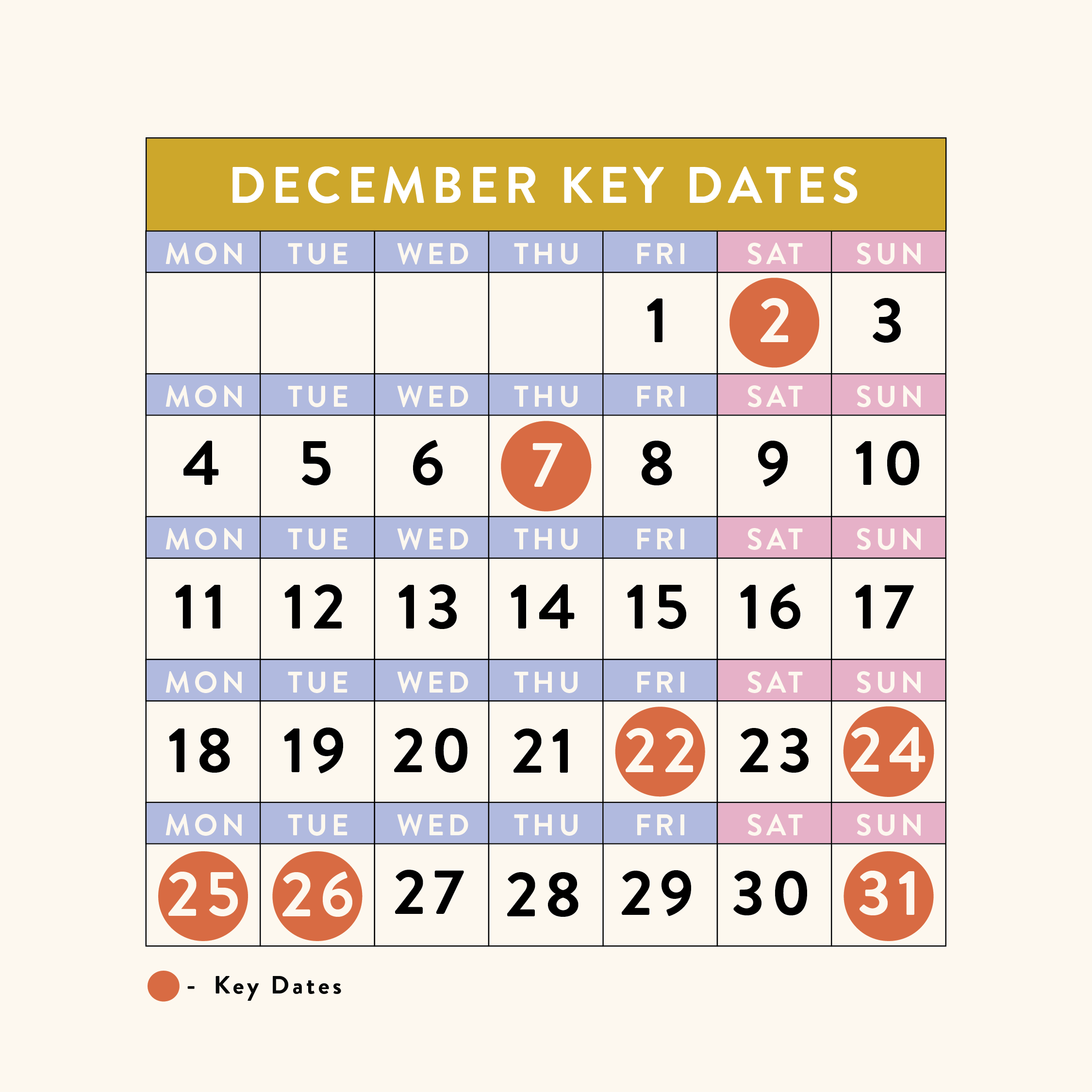 December - Dates for your Calendars – Good Tuesday