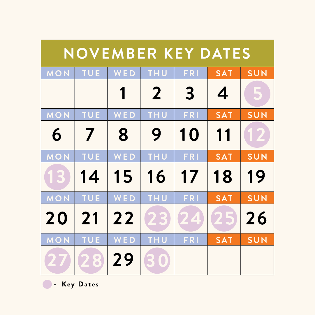 November - Dates for your Calendars– Good Tuesday
