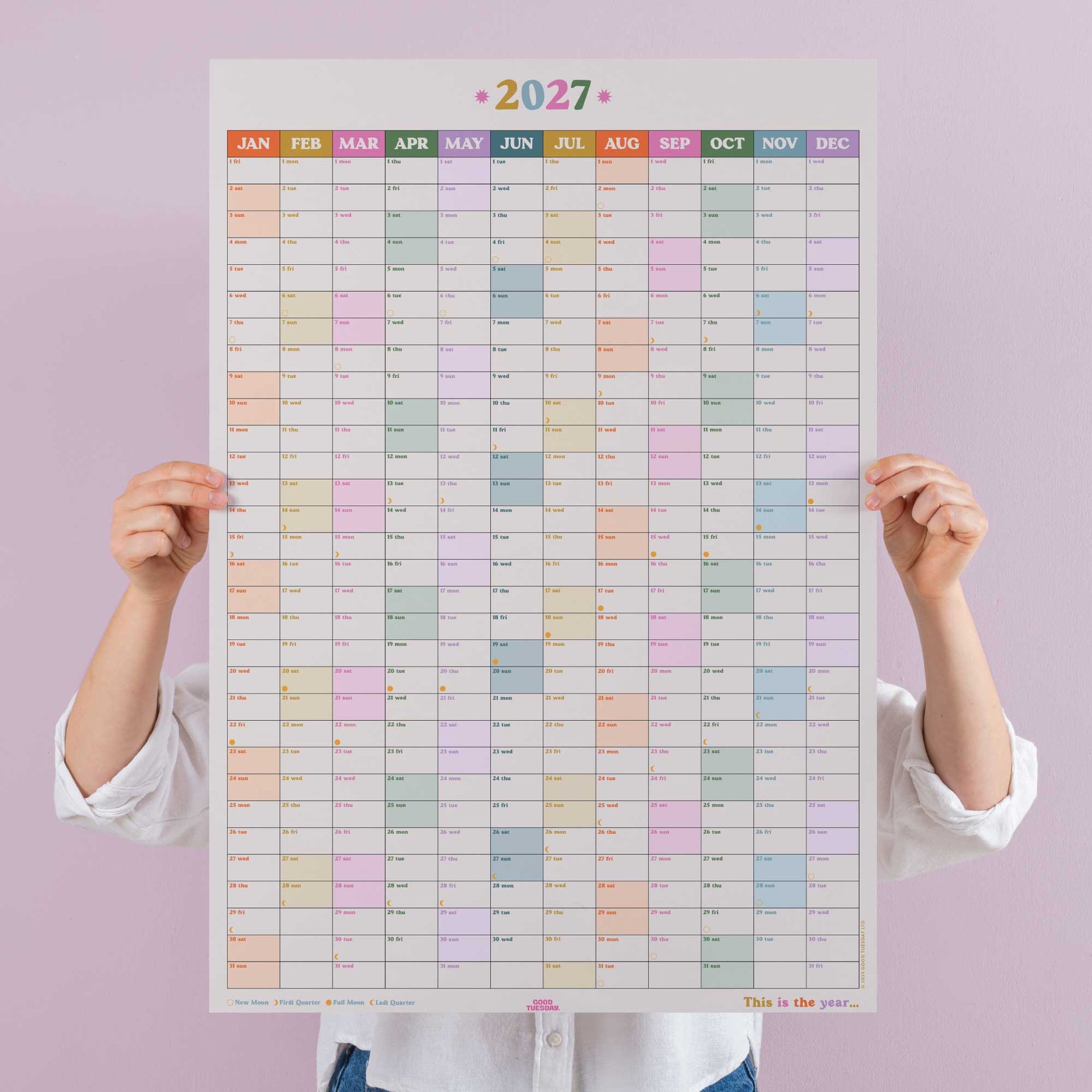 2027 Portrait Wall Planner in a Pastel Colour Palette– Good Tuesday