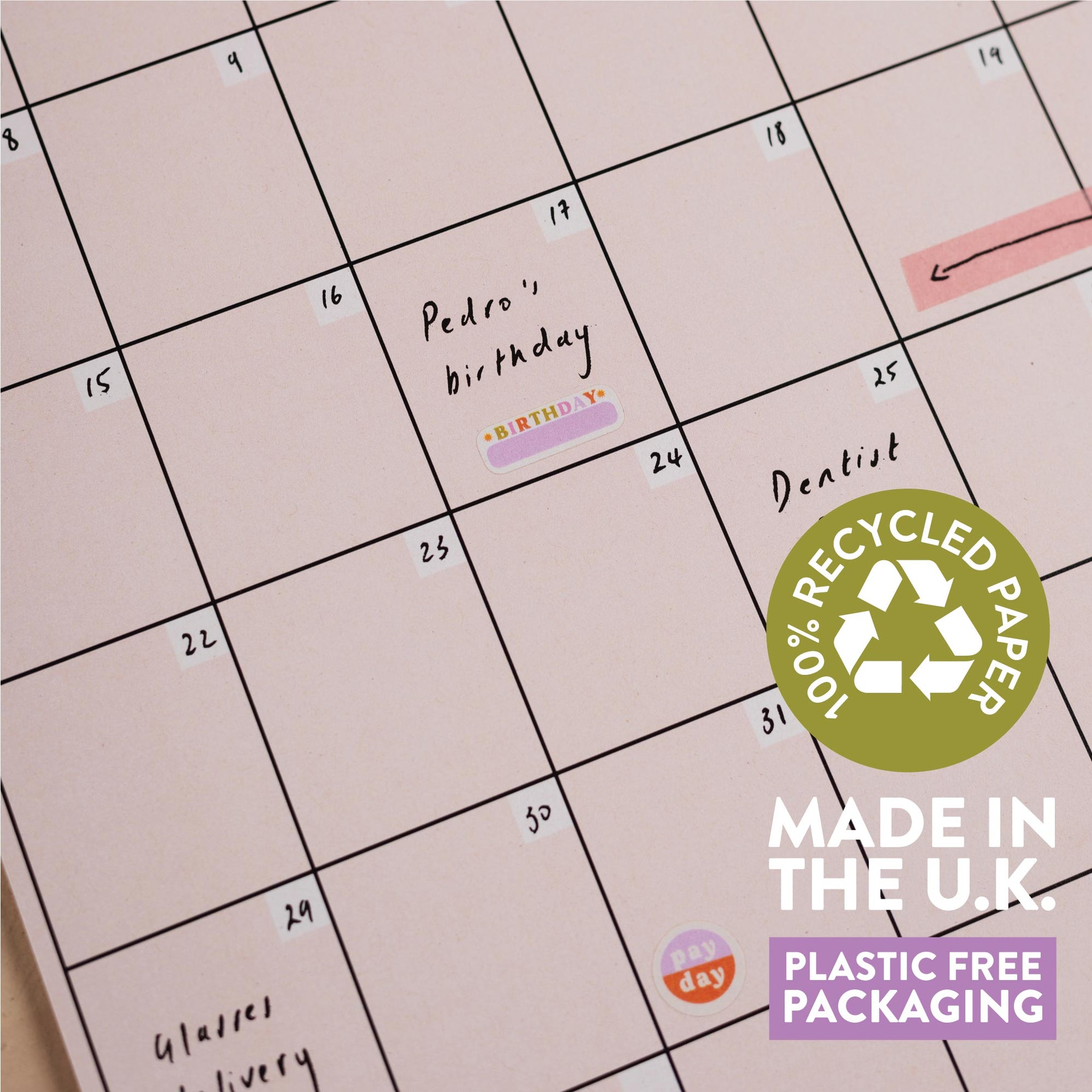 A3 Wall Planner – Simply Bright | Undated Monthly | Good Tuesday
