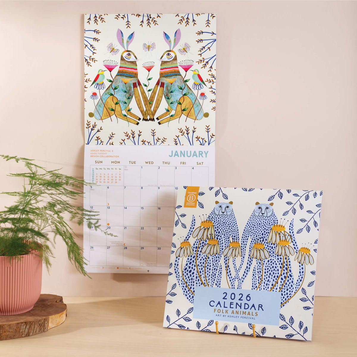 2026 Wall Calendar | Folk Animals | Boho Art Planner | Good Tuesday