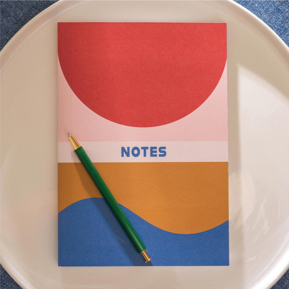 A5 Lay-Flat Notebook – Cobalt Peach Geometric | Good Tuesday