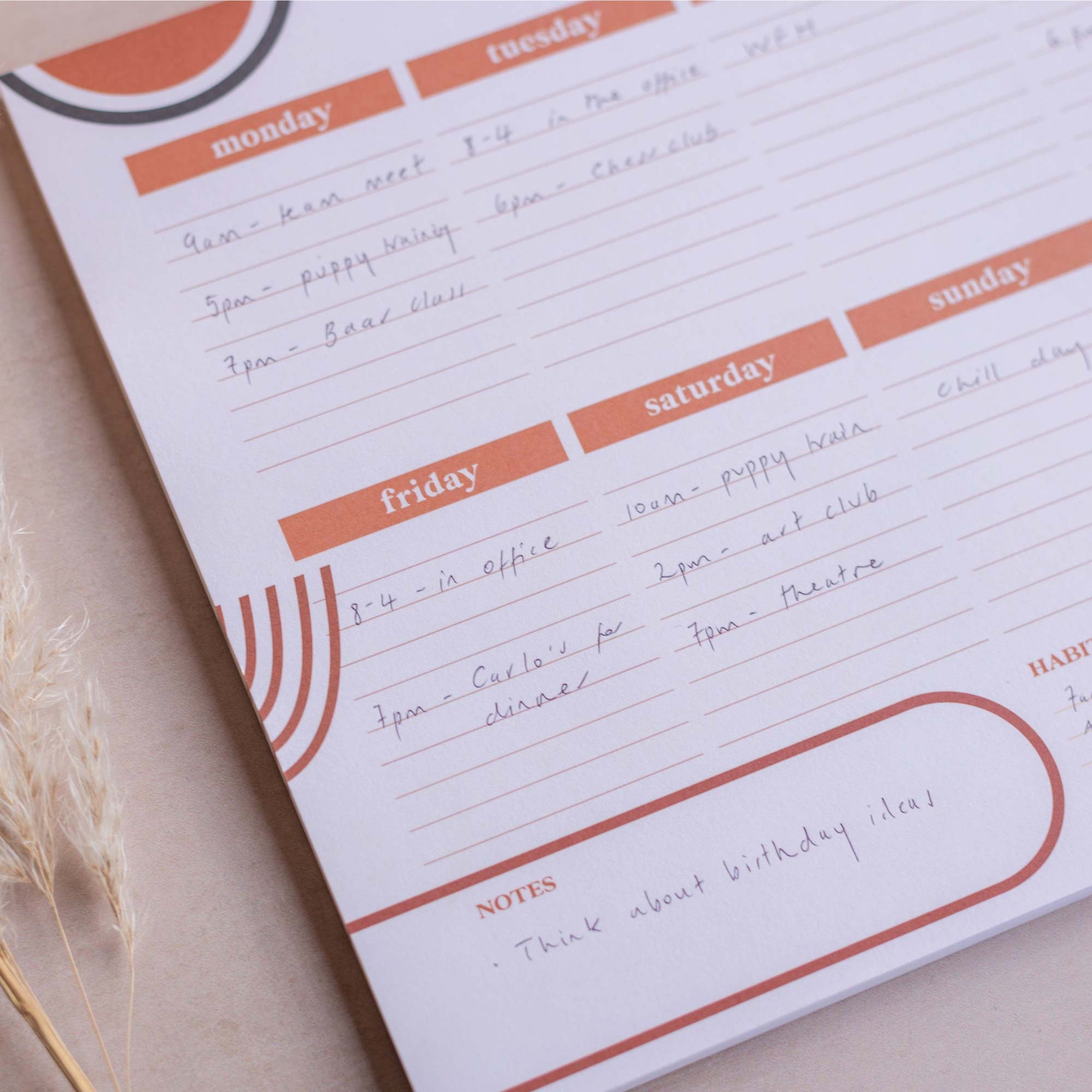 A4 Boho Weekly Planner Pad – Habit Tracker | Good Tuesday
