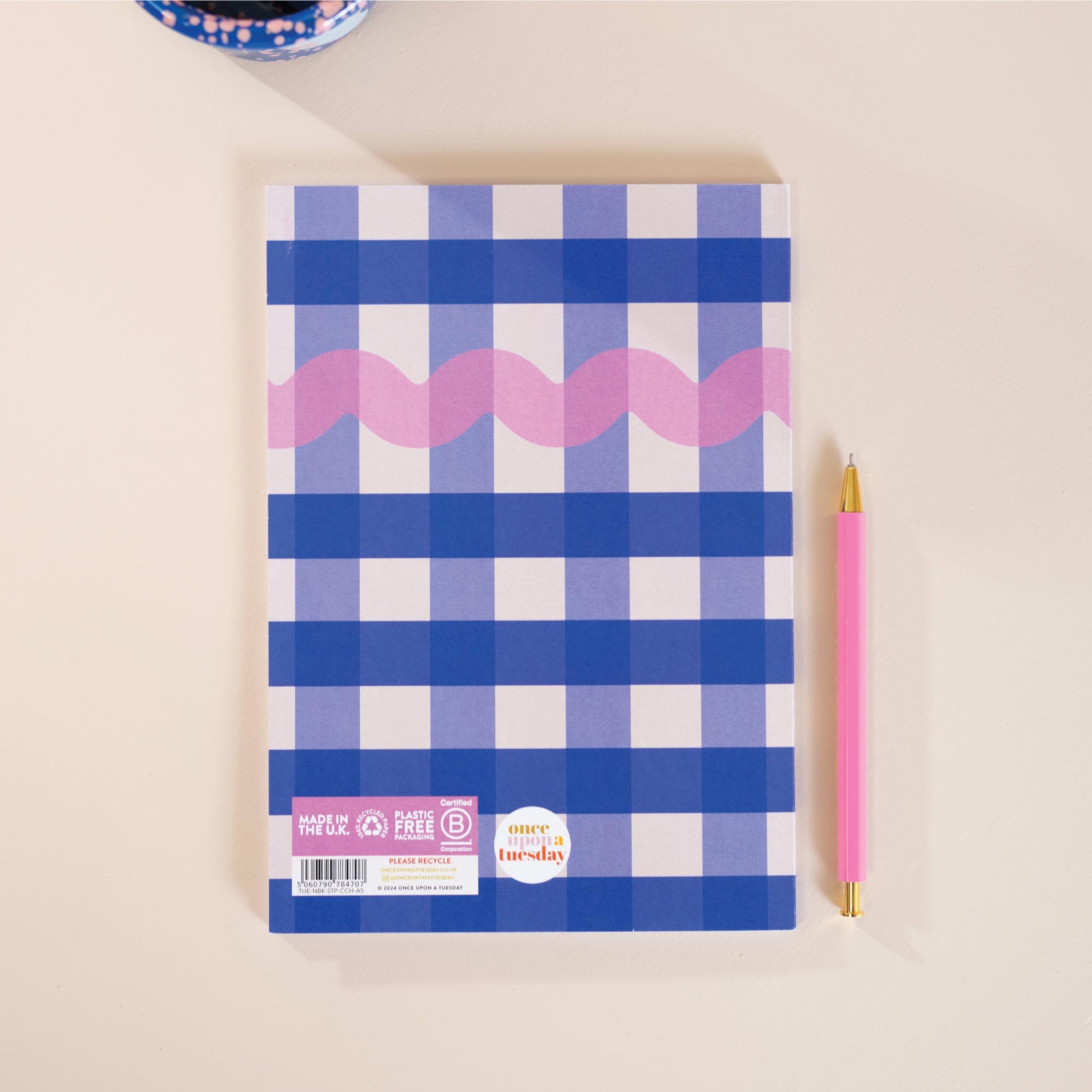 A5 Cobalt Check Notebook – Cool & Crisp | Good Tuesday