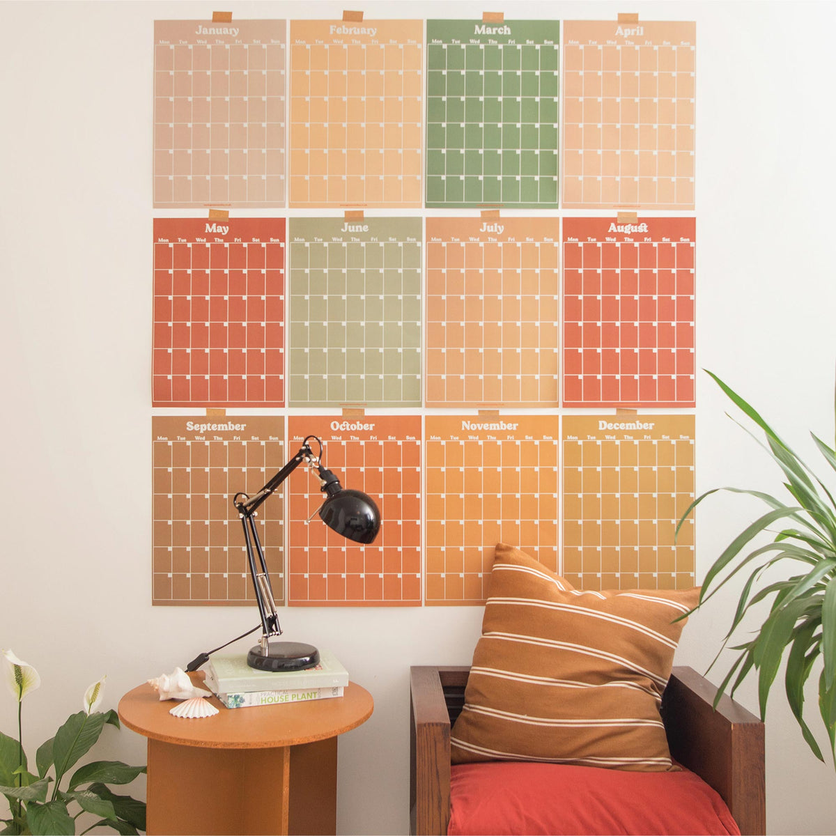 A3 Wall Planner – Muted Tones | Undated Monthly | Good Tuesday